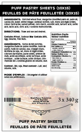 Puff Pastry 3 sheets (10x15) - Mom's Pantry