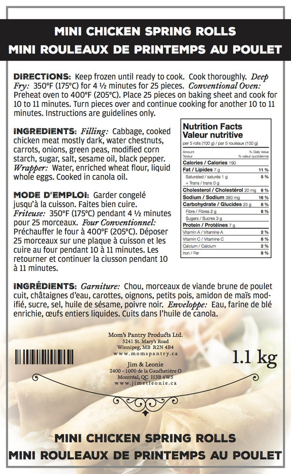 Mini Chicken Spring Rolls - Mom's Pantry